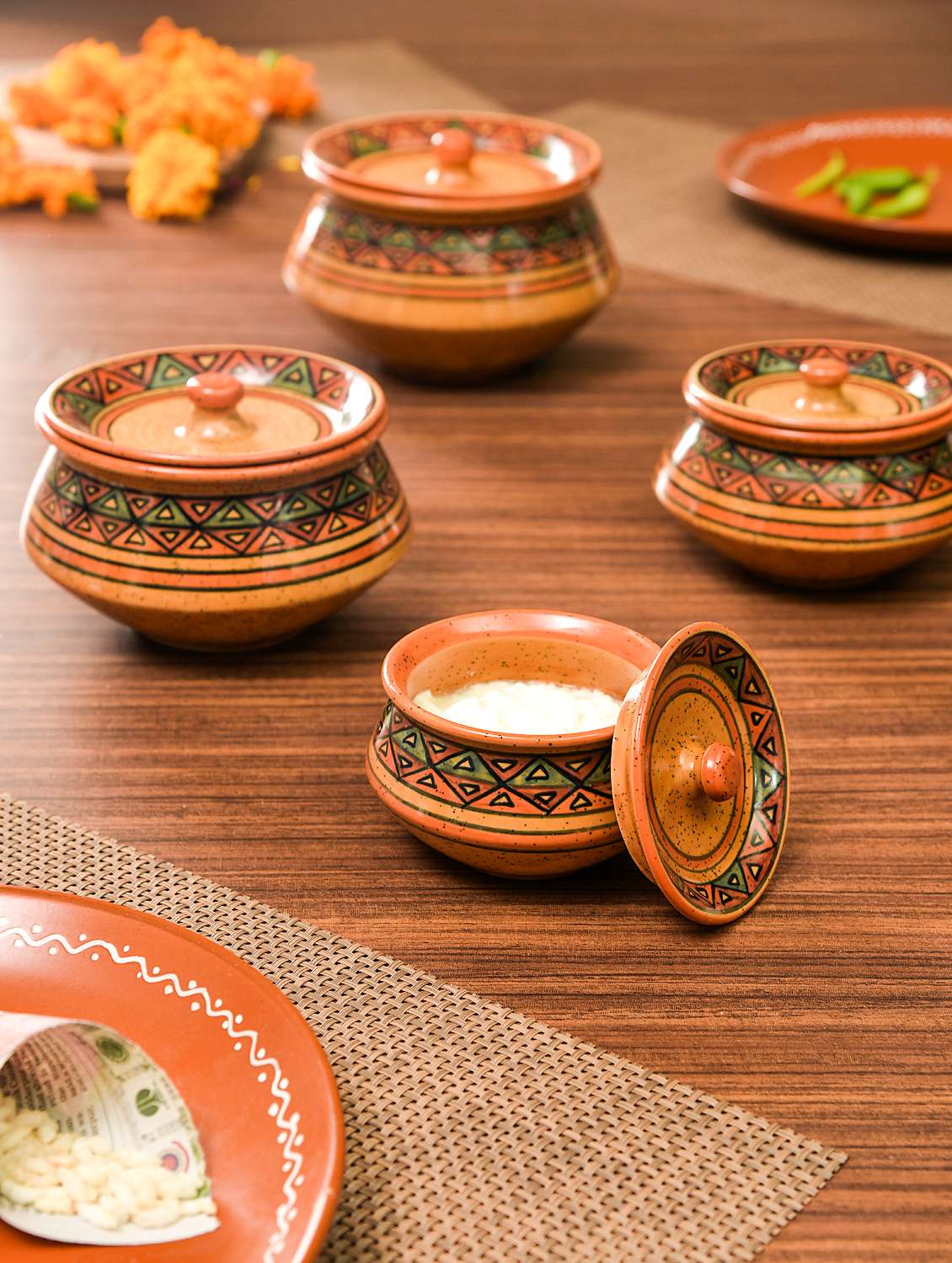 Buy online Mustard Ceramic Handi Set (set Of 8) from Serveware for ...