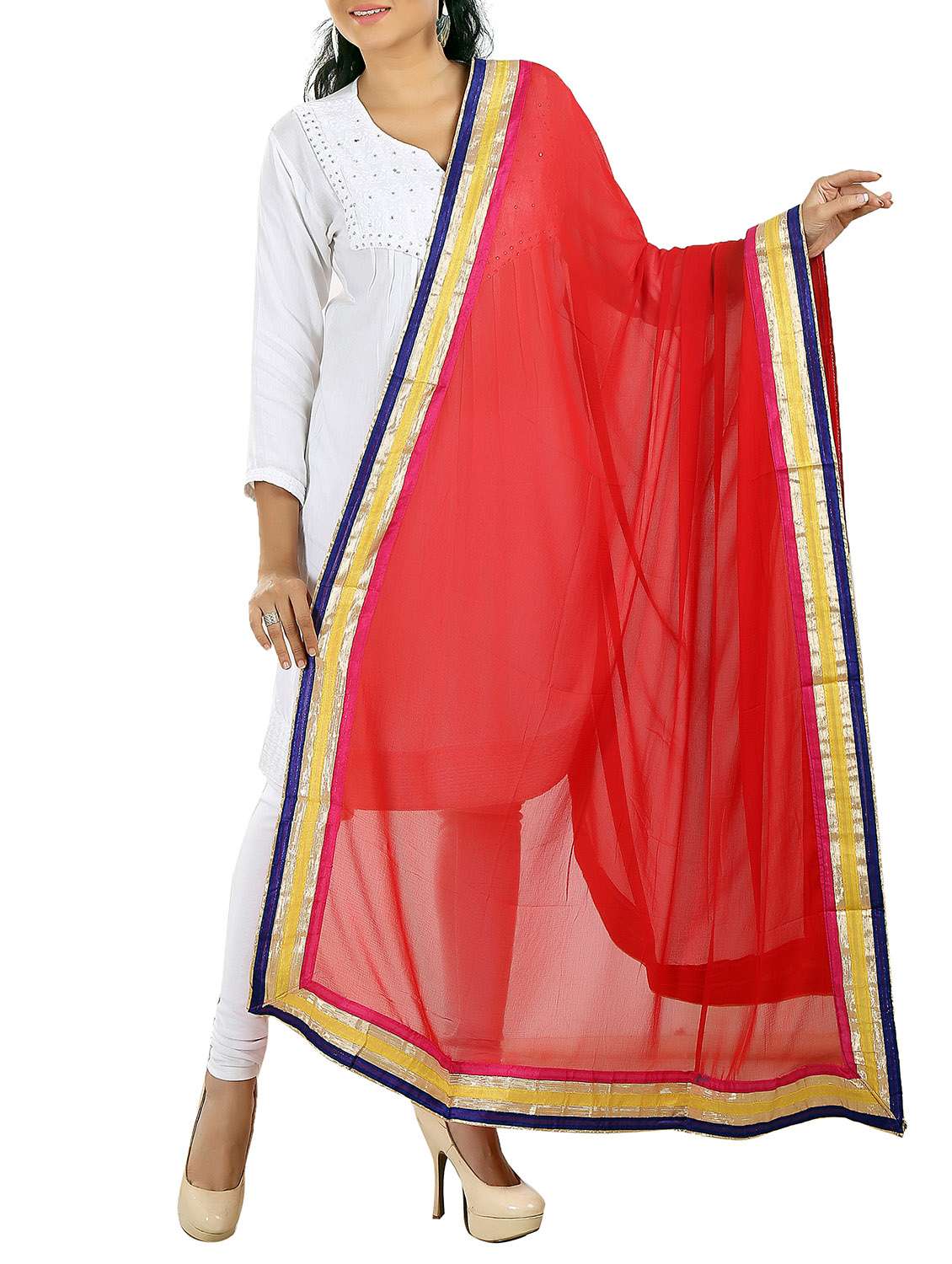 Buy online Red Chiffon Plain Dupatta from dupattas and scarves for ...
