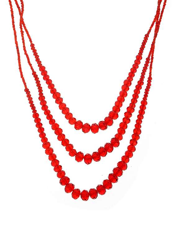 Buy online Crystal Collection Stones Embellished Red Long Necklace For ...