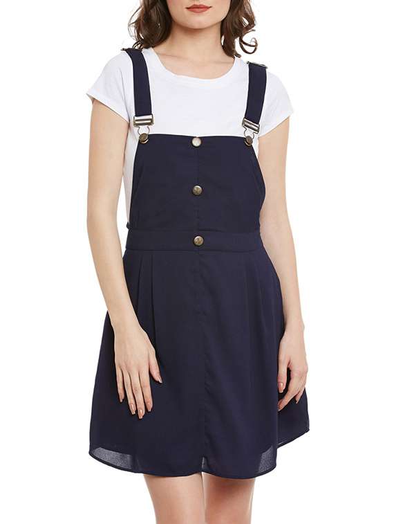 Buy online Navy Blue Cotton Dungaree from western wear for Women by ...