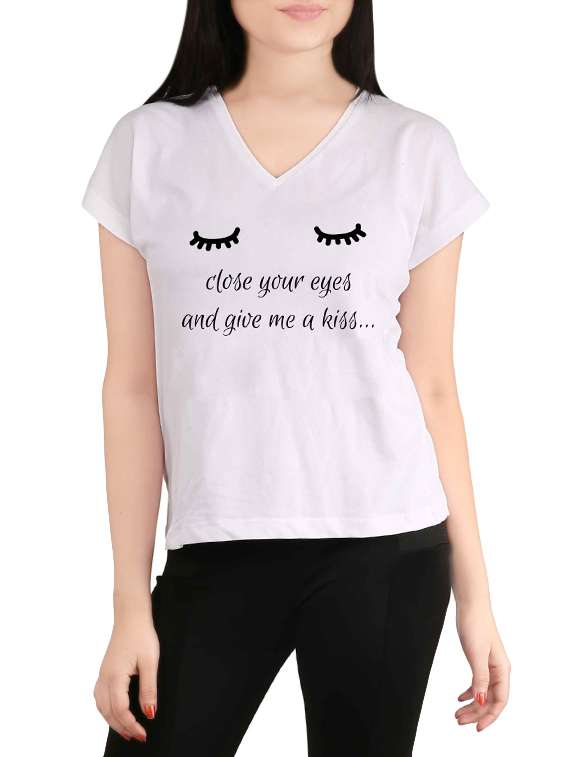 Buy online White Printed Casual Tee from western wear for Women by ...