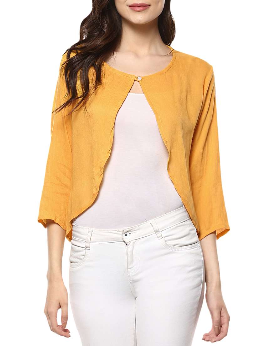 Buy online Yellow Rayon Shrug from Capes & Shrugs for Women by Mayra ...