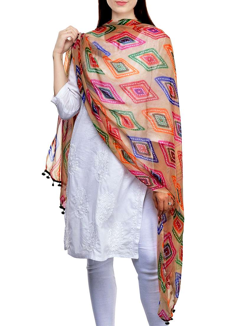 Buy online Multi Colored Poly Chiffon Dupatta from dupattas and scarves ...