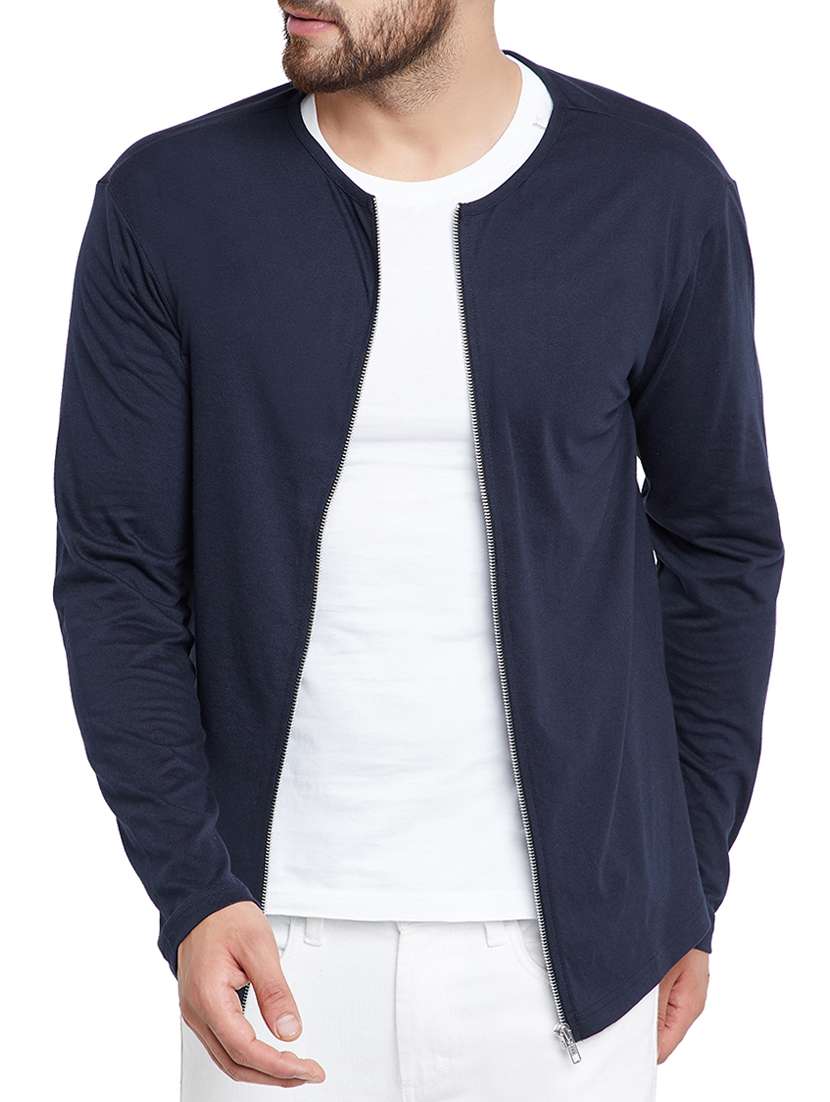 Buy online Navy Blue Solid Casual Jacket from Jackets for Men by Chill ...