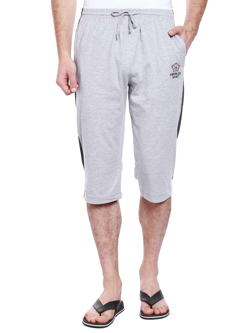 Buy online Grey Cotton Three - Fourth Short from Shorts and Three ...
