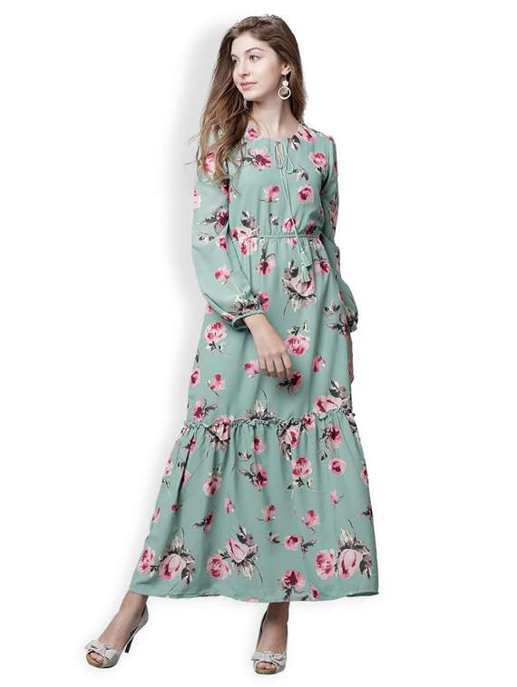 Buy online Elasticated Waist Floral Maxi Dress from western wear for ...