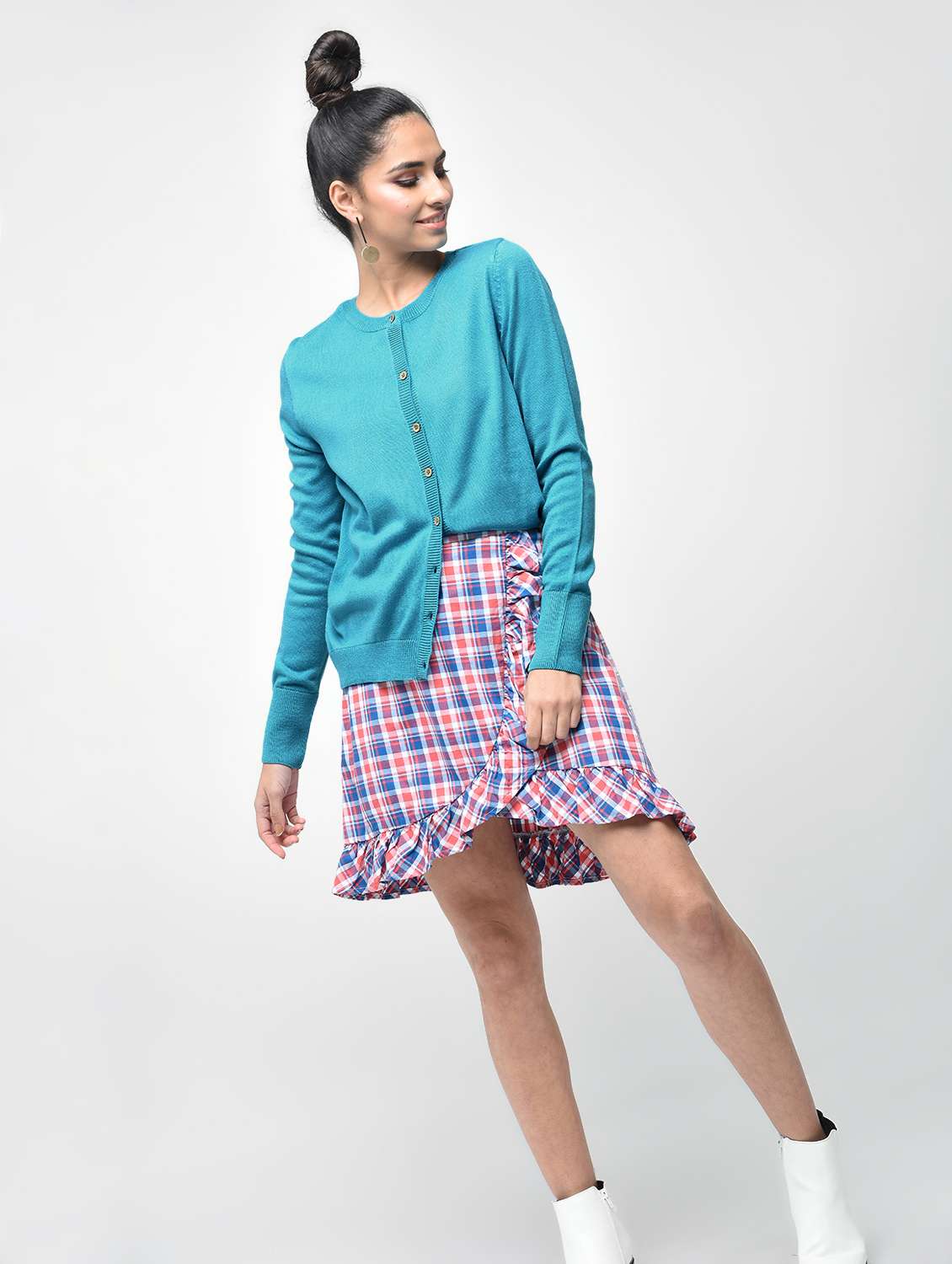 Buy online Turquoise Blue Crew Neck Cardigan from Cardigans & Pullovers ...