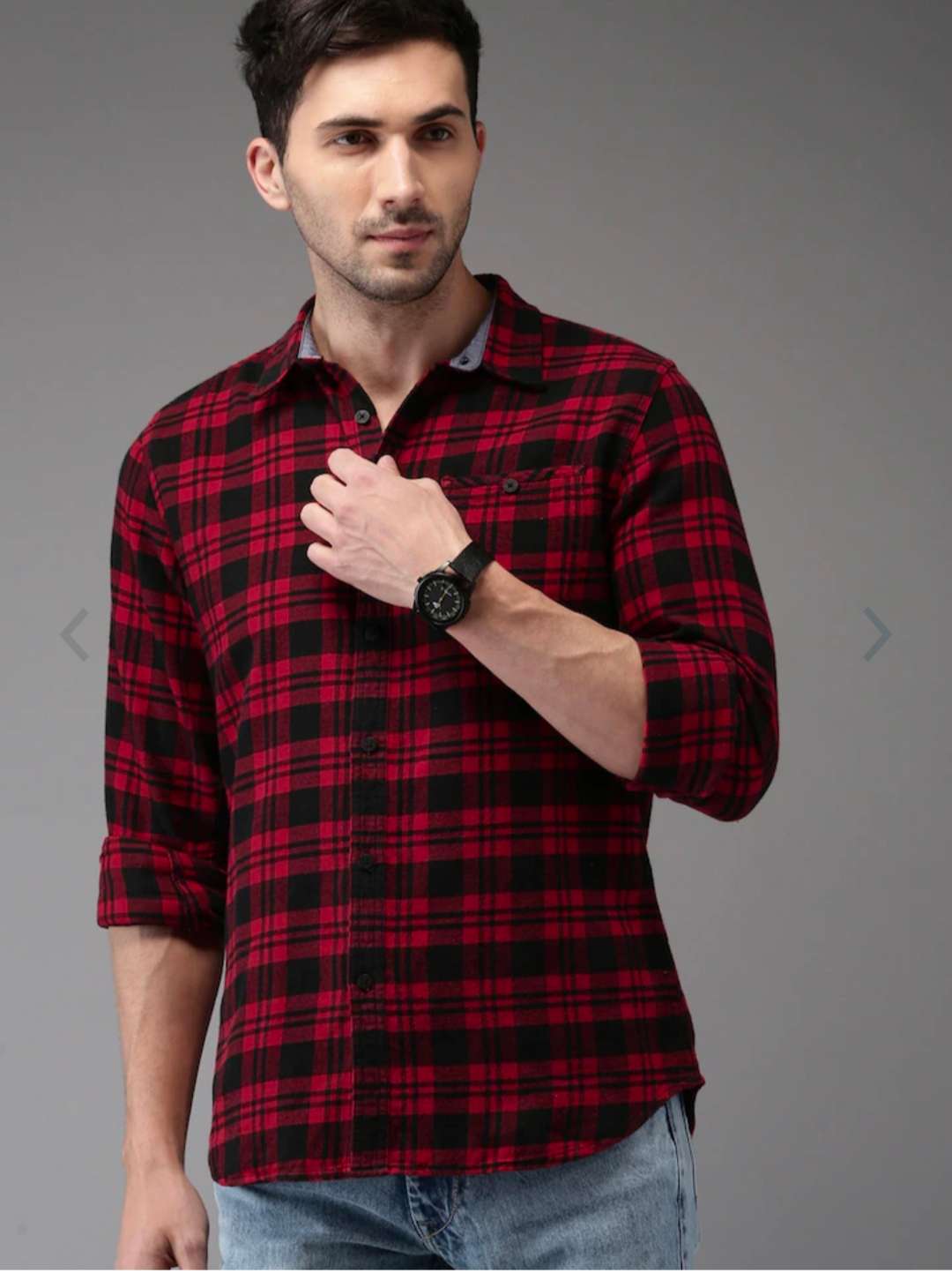 Mens Red \u0026 Black Cheked Shirt