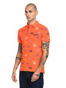 Buy online Orange Printed Polo T-shirt from top wear for Men by U.s ...