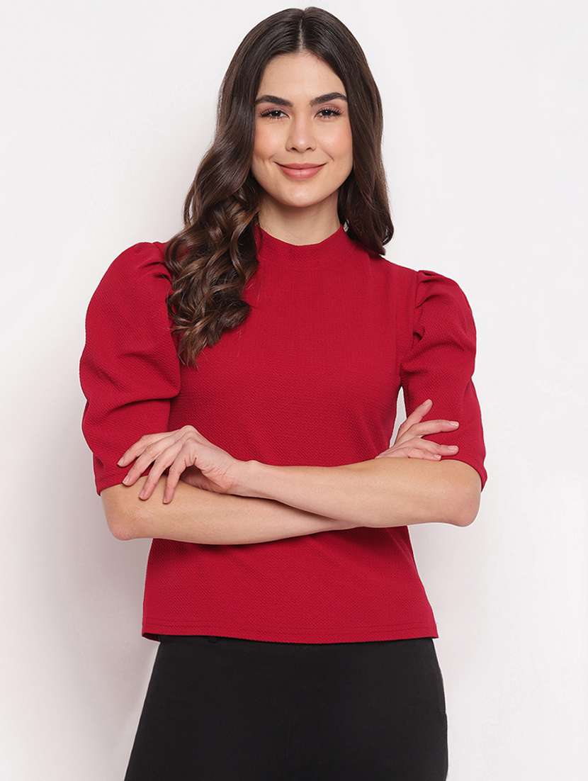 Buy online Women's Straight Mock Neck Top from western wear for Women ...