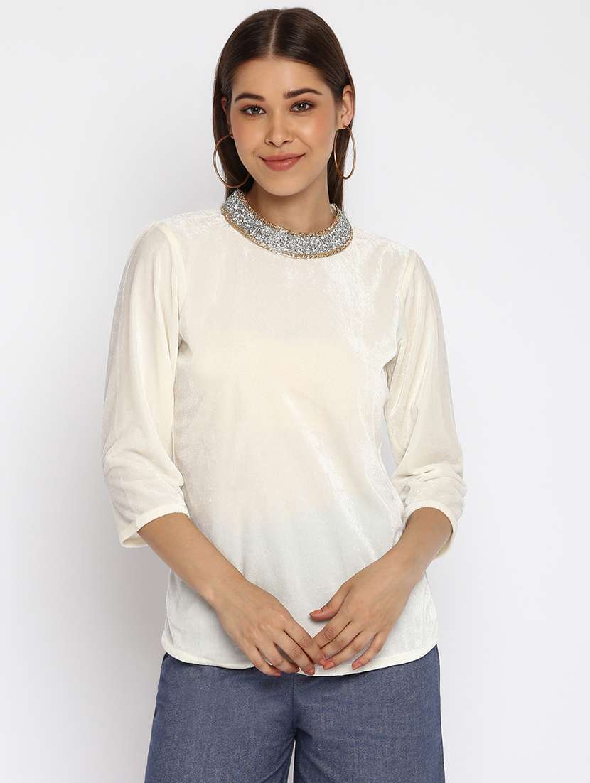 Buy online Women's Straight Mock Neck Top from western wear for Women ...