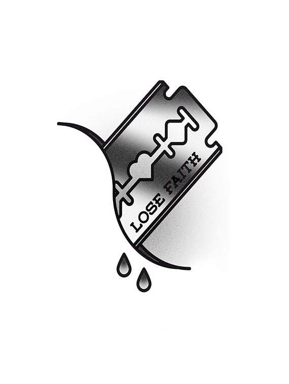 Razor Blade Heart Tattoo