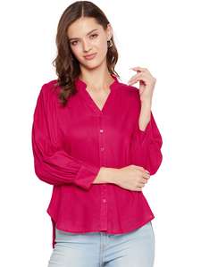 Buy online Pink Rayon Regular Shirt from western wear for Women by Rain ...