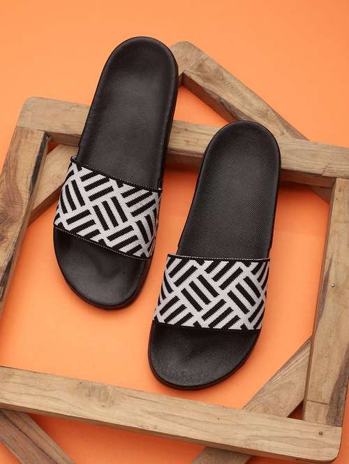 Buy online Black Synthetic & Mesh Slip On Flip Flops from Slippers ...