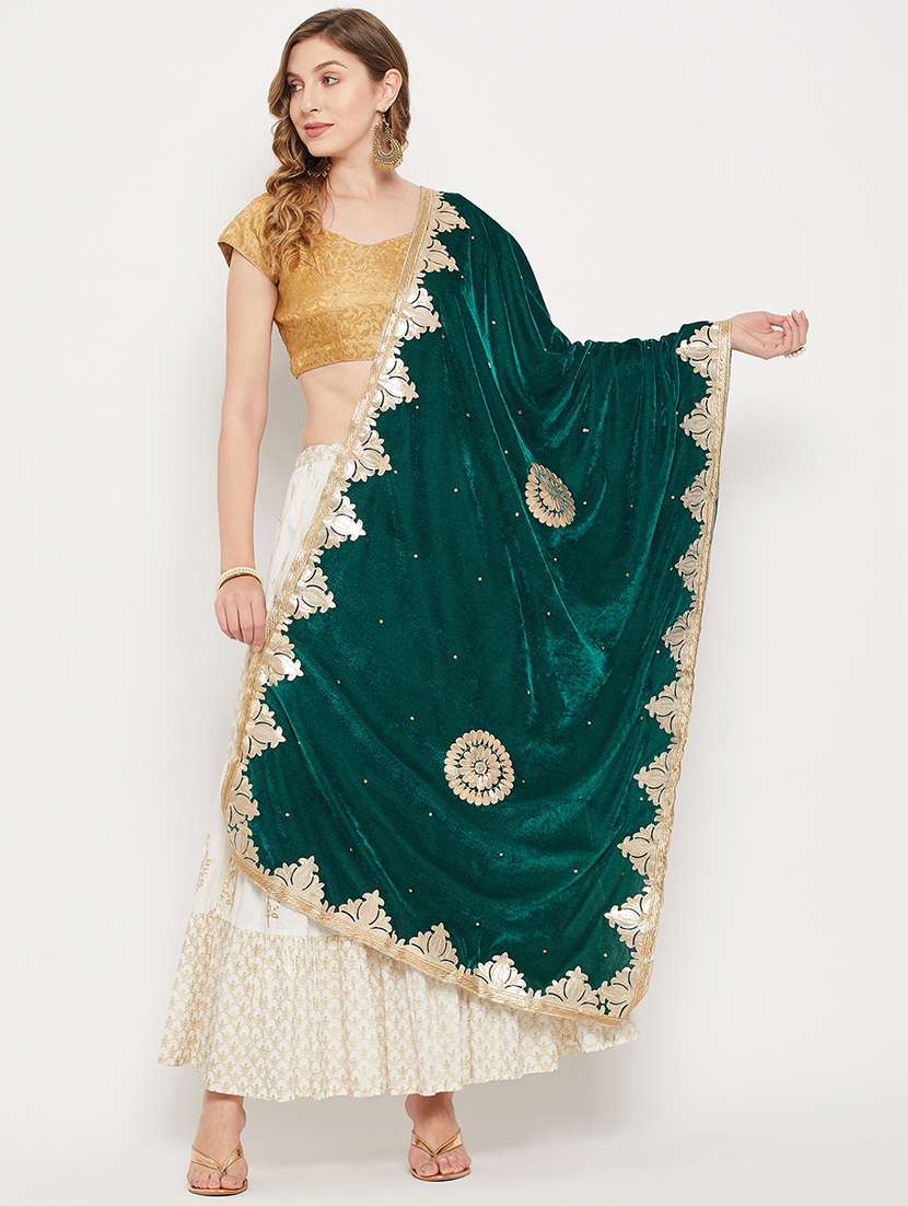 Buy online Green Velvet Dupatta from dupattas and scarves for Women by Clora Creation for ₹900 ...
