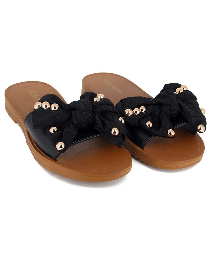 Buy online Black Slip On Sandal from flats for Women by Kickonn for ...