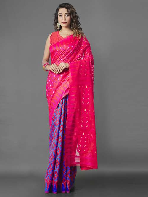 Buy online Women's Self Design Black Colored Saree from ethnic wear for ...