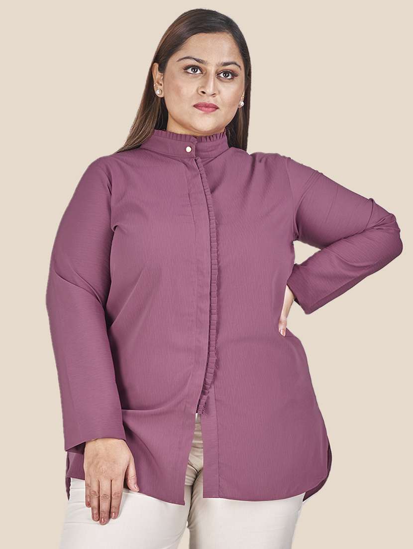 Buy online High Neck Solid Plus Top from western wear for Women by ...