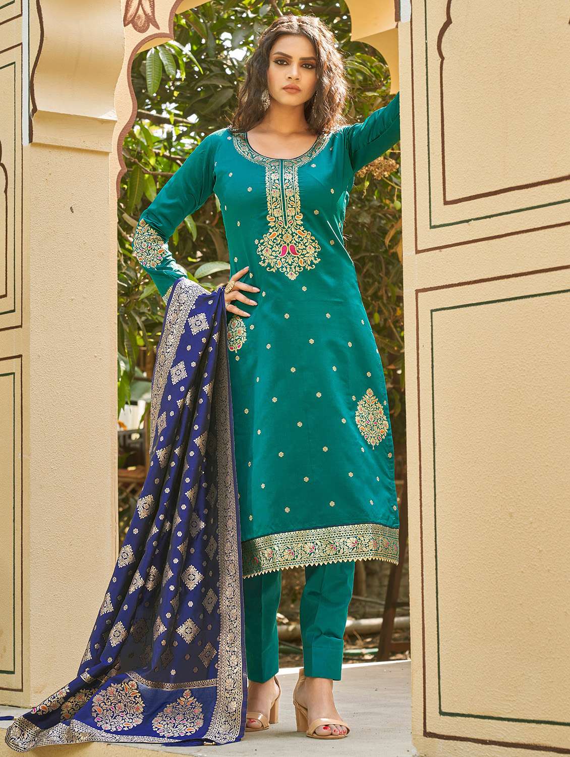 Buy online Woven Unstitched Suits from Suits & Dress material for Women ...