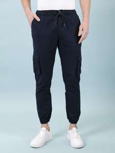 Buy online Navy Blue Cotton Cargos Casual Trouser from Bottom Wear for ...