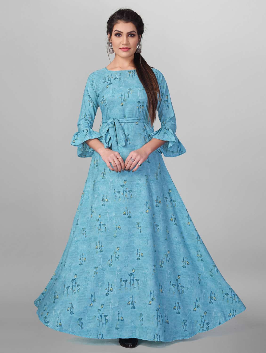 Buy online Women Printed Flared Ethic Dress from ethnic wear for Women ...