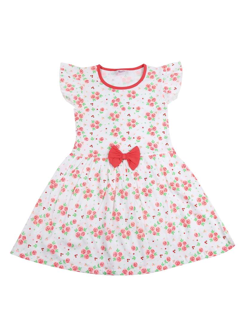Buy online White Cotton Floral Frock from girls for Women by V-mart for ...