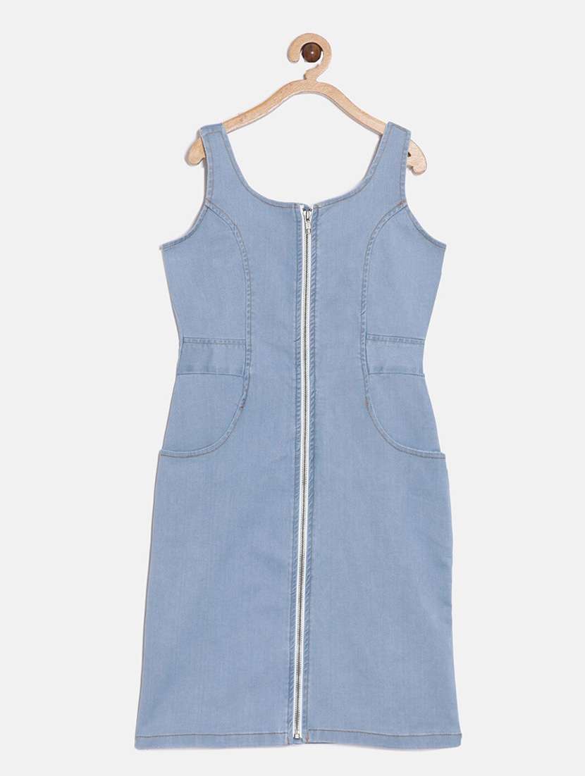 Buy online Blue Denim Frock from girls for Women by Kryptic for ₹1009 ...