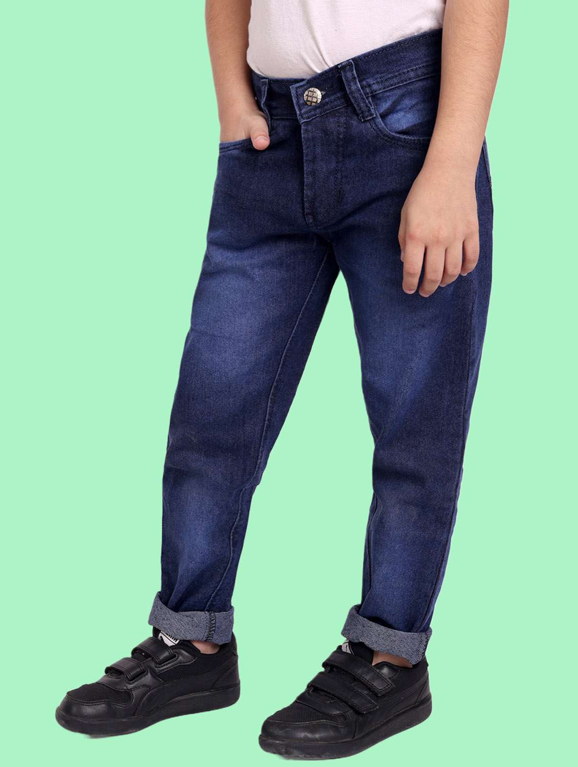 Buy online Boys Mid Rise Plain Jeans from boys for Women by Kcoy for ...