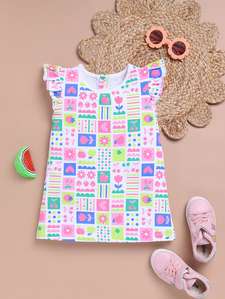 Buy online Girls Round Neck Printed Frock from girls for Women by Lil ...