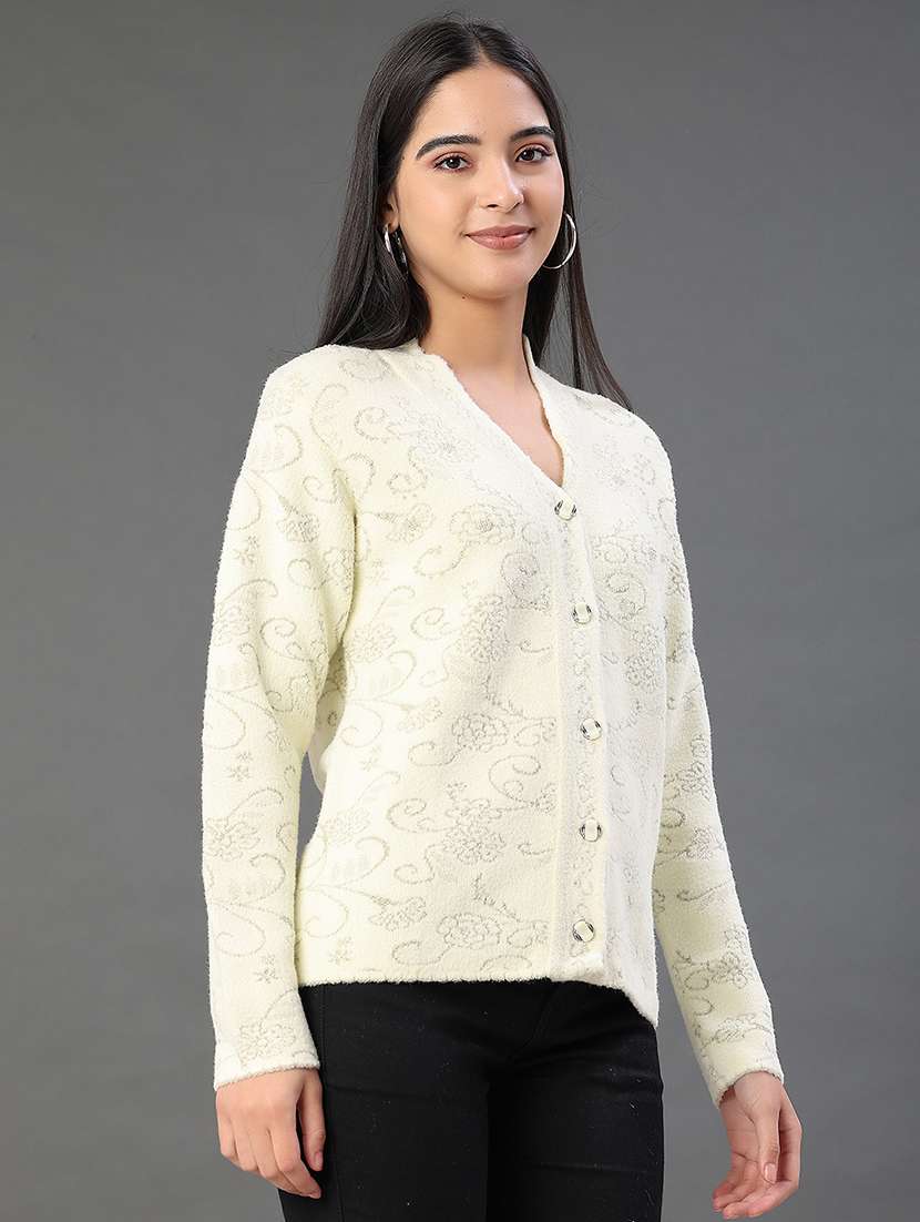 Buy online Women Self Designed Long Sleeve Cardigan from Cardigans ...