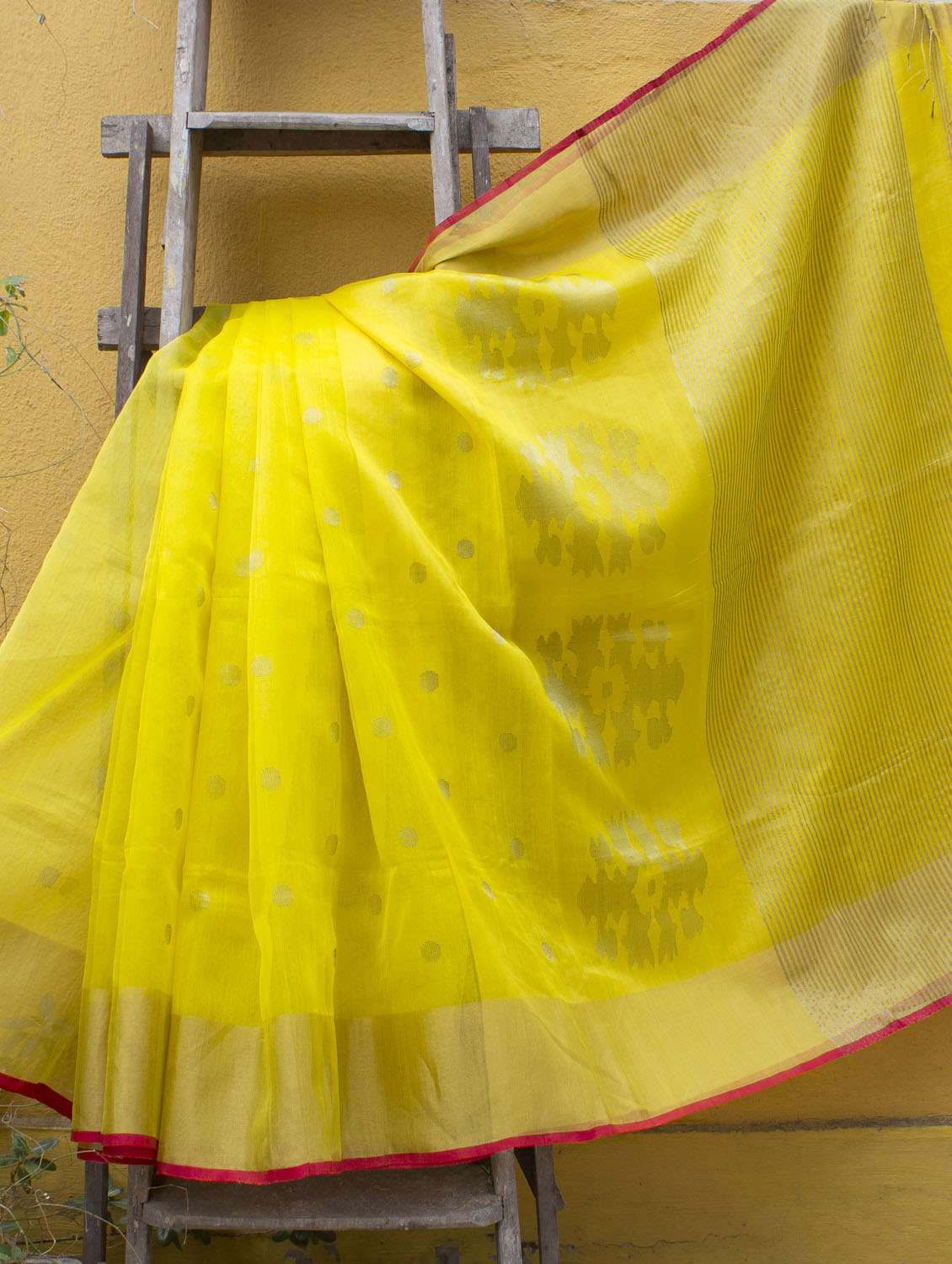 Buy online Bright Yellow And Dusty Gold All Over Booti Design Handloom ...