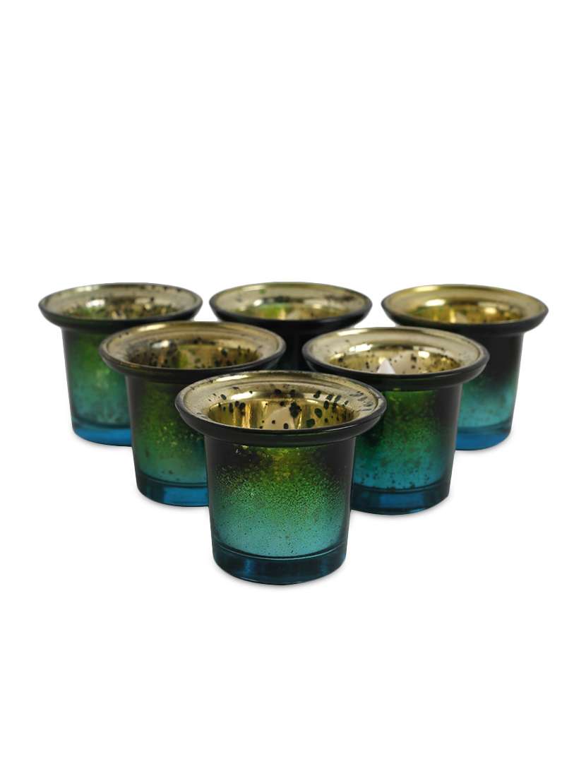Buy online Turquoise Glass Votive Set from Candle Holders for Unisex by ...