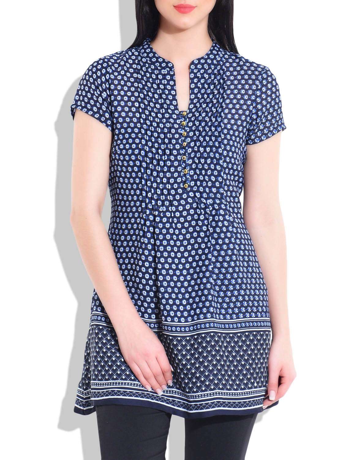 Buy online Navy Poly Georgette Tunic from western wear for Women by ...